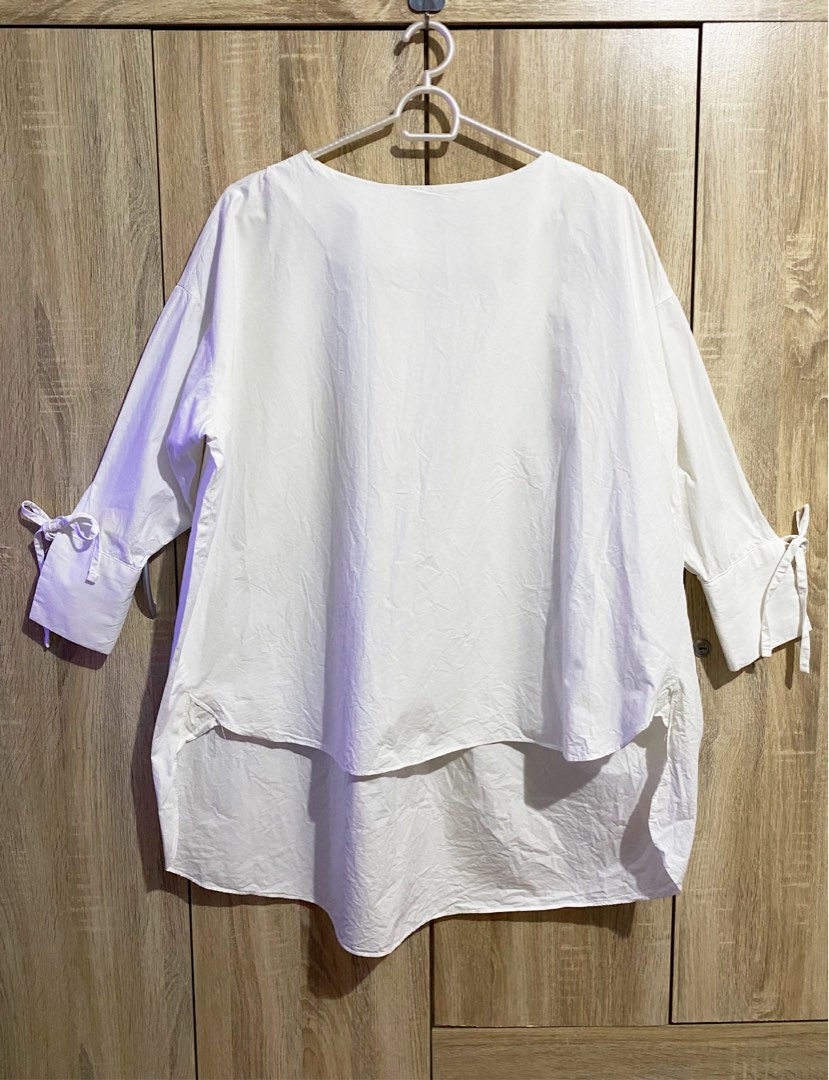 Plus Size Oversized White Long Back Top, Women's Fashion, Tops, Blouses ...