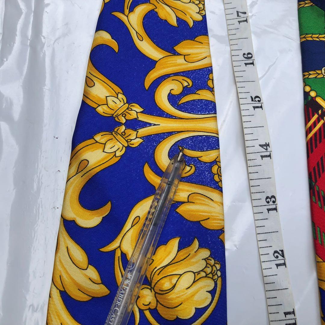 PO GIANNI VERSACE GOLDEN LEAVES NECK TIE SILK RED YELLOW BLUE GREEN ...