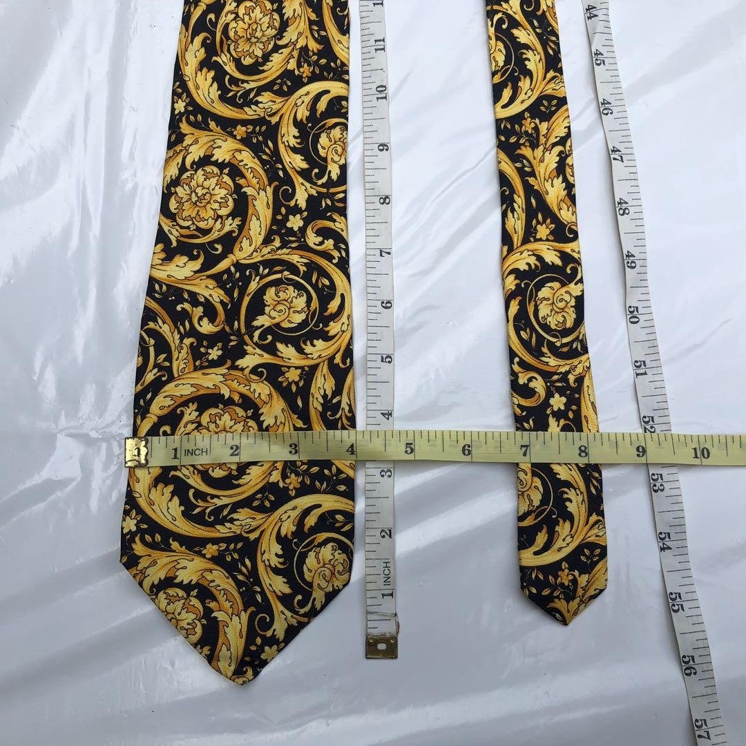 PO GIANNI VERSACE GOLDEN LEAVES NECK TIE SILK BLACK GOLD FORMAL ...