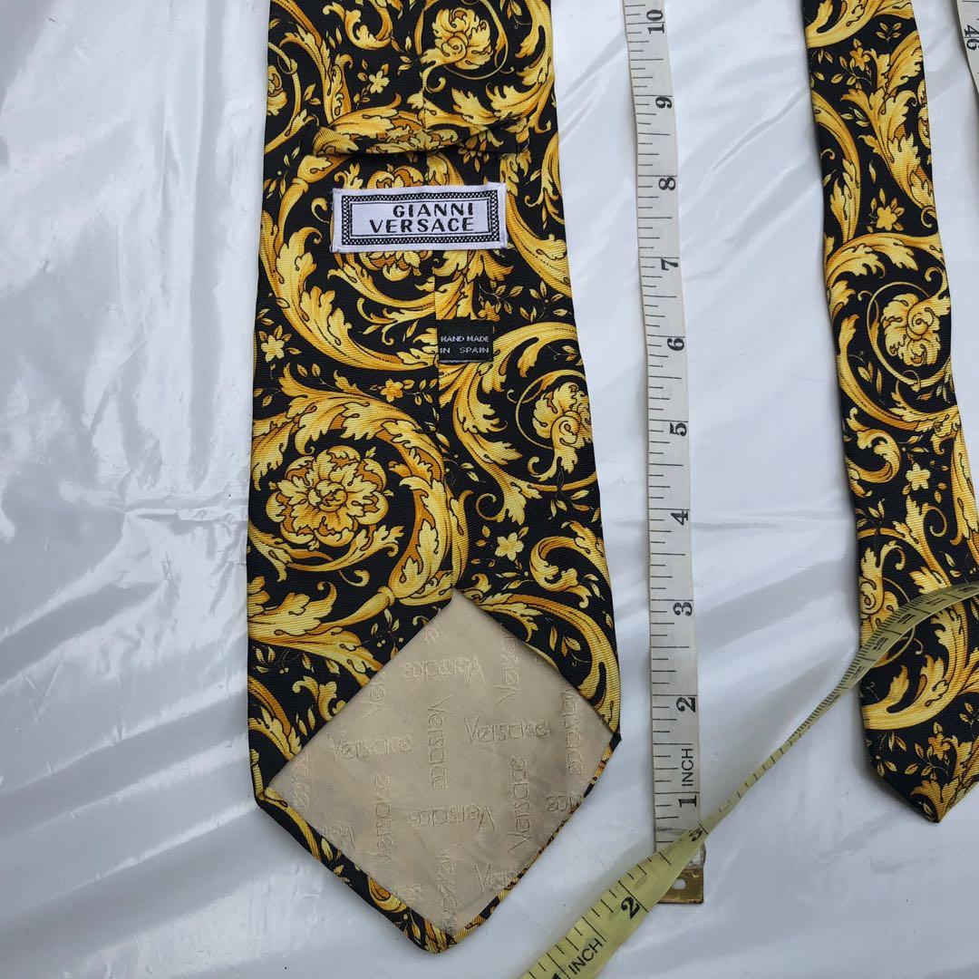 PO GIANNI VERSACE GOLDEN LEAVES NECK TIE SILK BLACK GOLD FORMAL ...