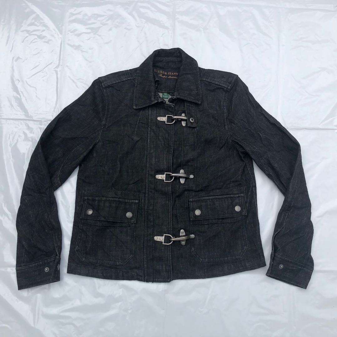 PO LAUREN RALPH LAUREN FIRE FIGHTER DENIM BLACK JEANS JACKET MEDIUM ...
