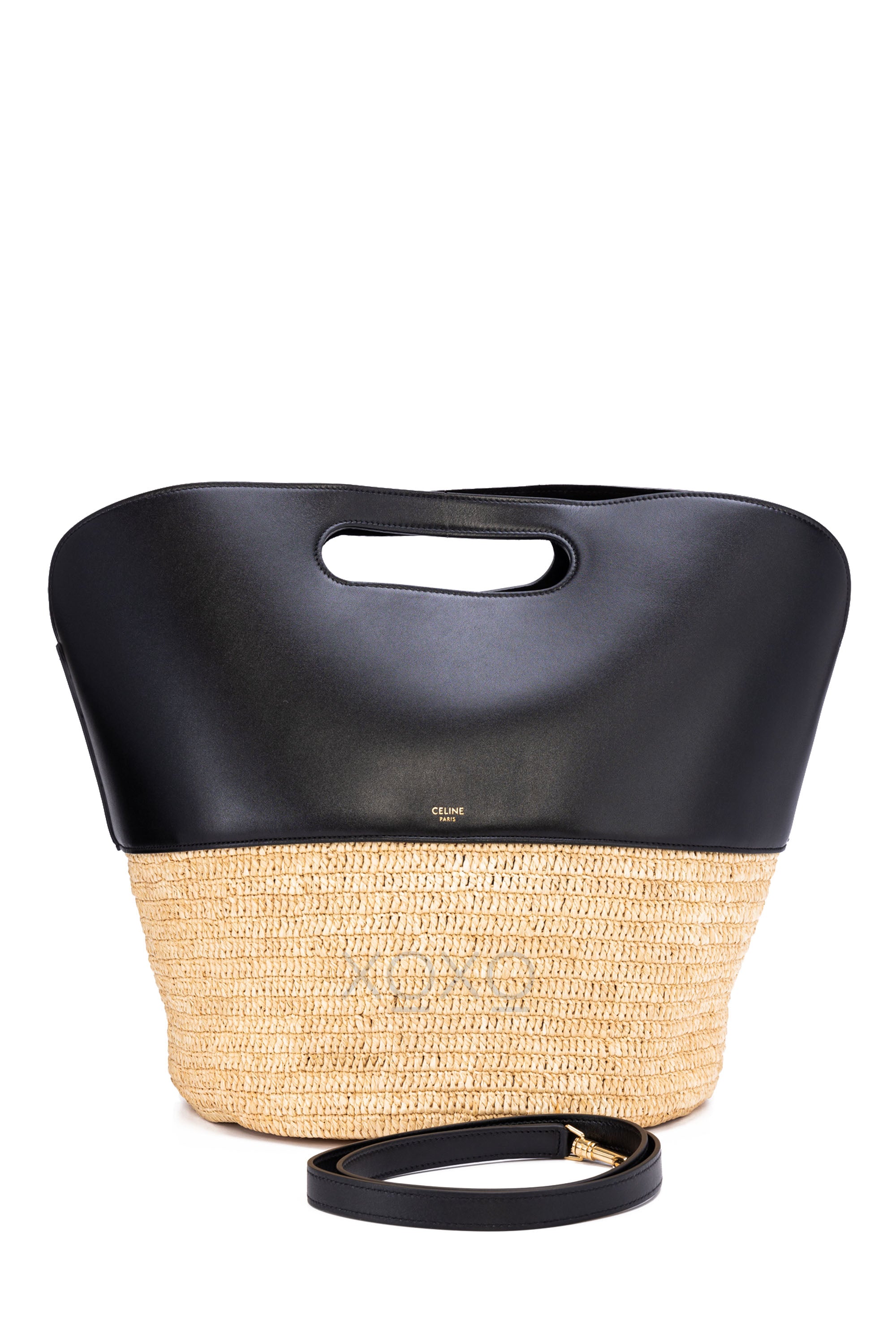 Pre-owned Celine Raffia Basket Tote Bag Calf Leather, Luxury, Bags ...