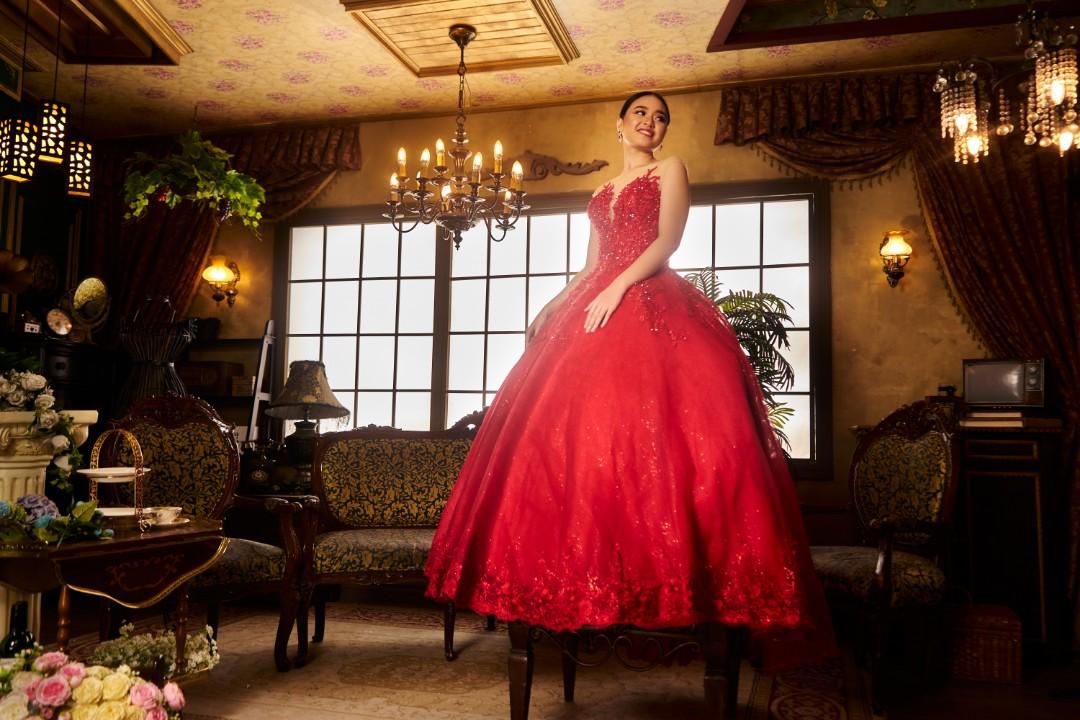 Red/Maroon Debut Ballgowns, Women's Fashion, Dresses & Sets, Evening ...
