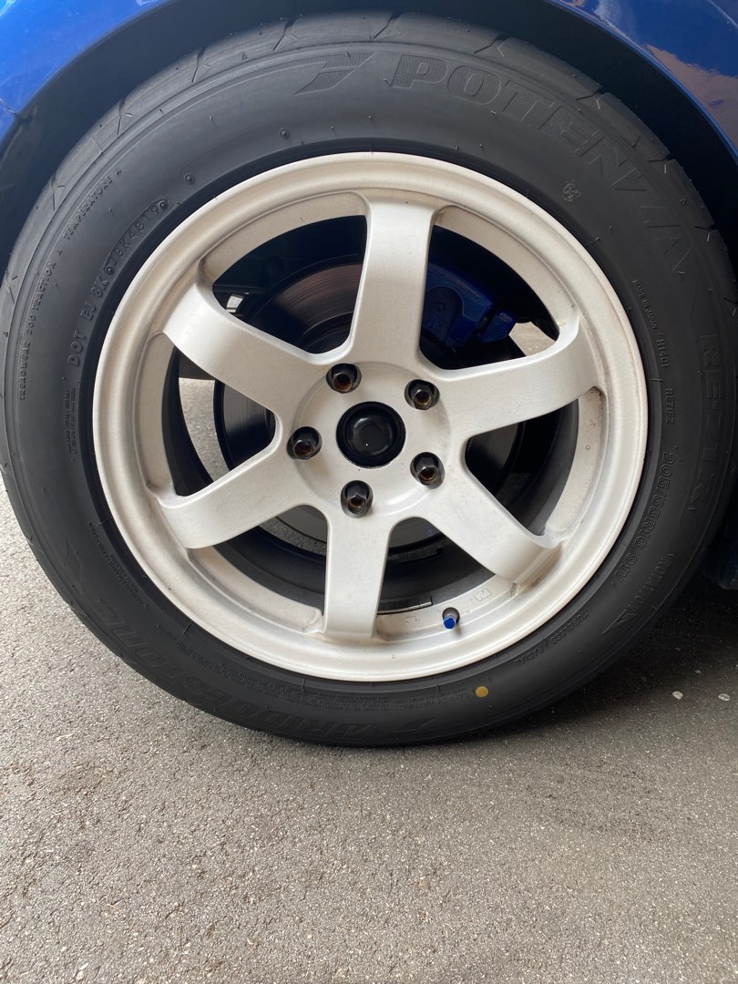 Replica TE37 Rims with Tyres, Car Accessories, Tyres & Rims on Carousell