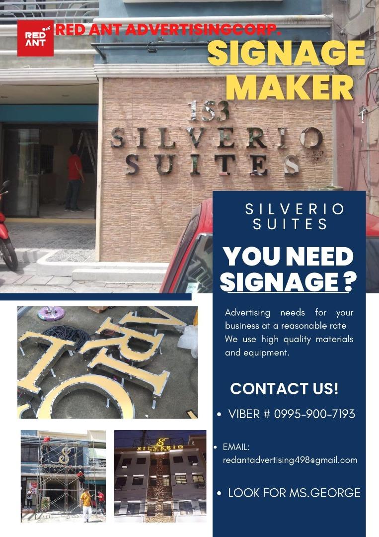 signage maker / stainless edging / front lighted / 3m sticker ...