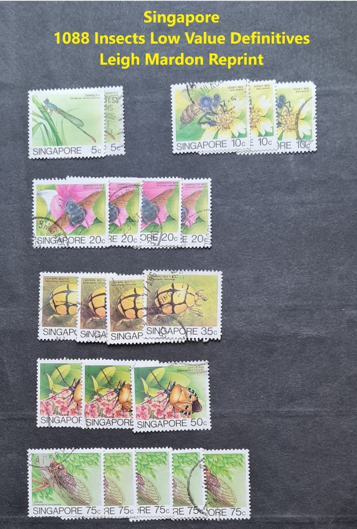 Singapore Stamps: Lot of Singapore 1988 Insects Low Value Definitives ...