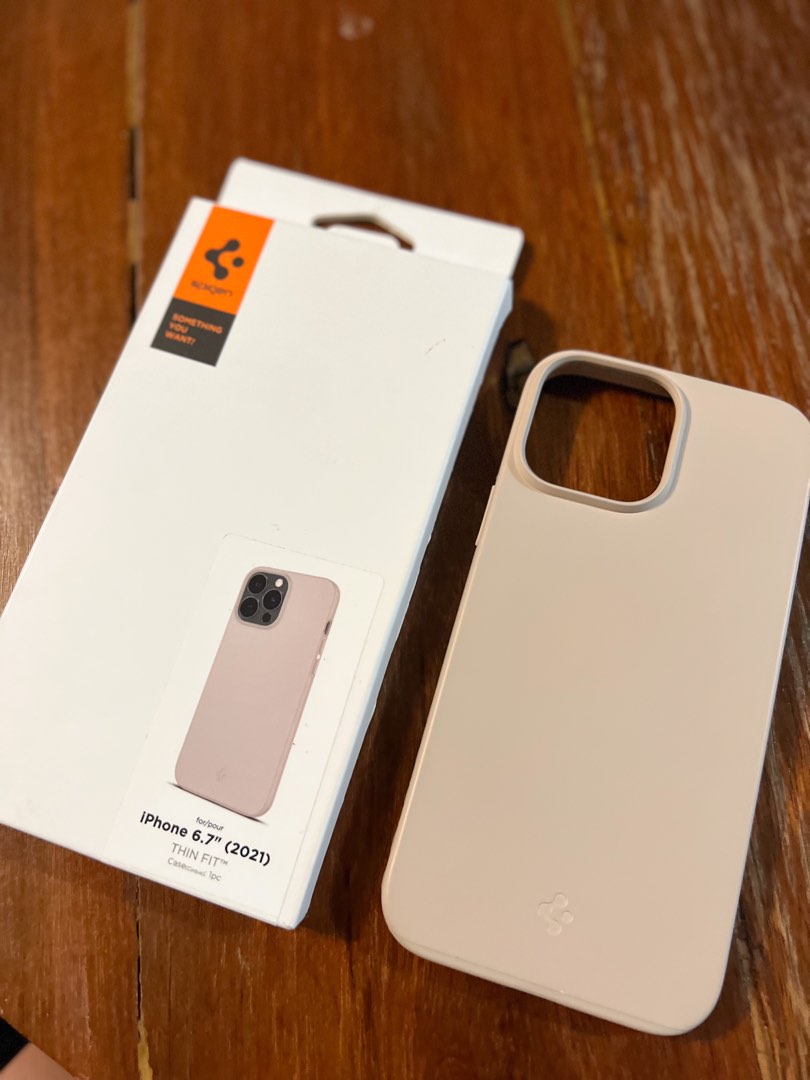 Spigen thin fit (sand beige) for iPhone 13 Pro Max, Mobile Phones ...