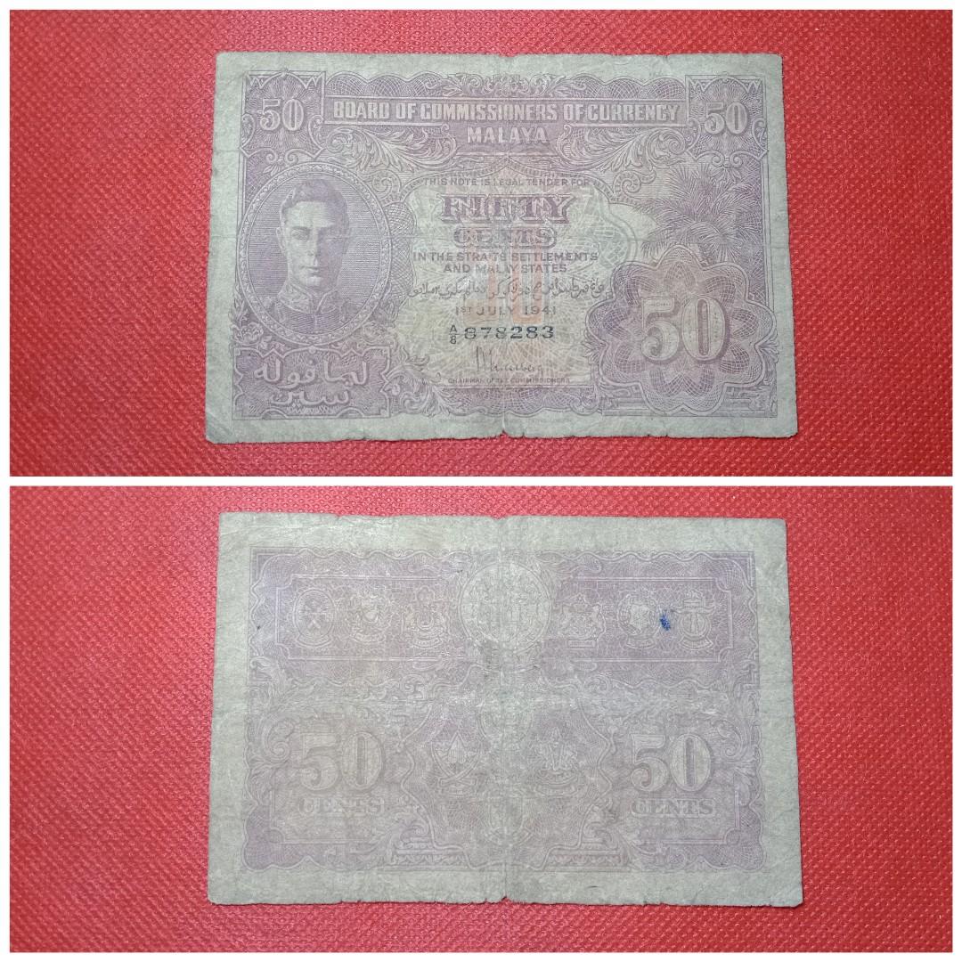 Uangkuno asing Malaya 50 cent bococ king 1942, Antik, Uang Lama di ...