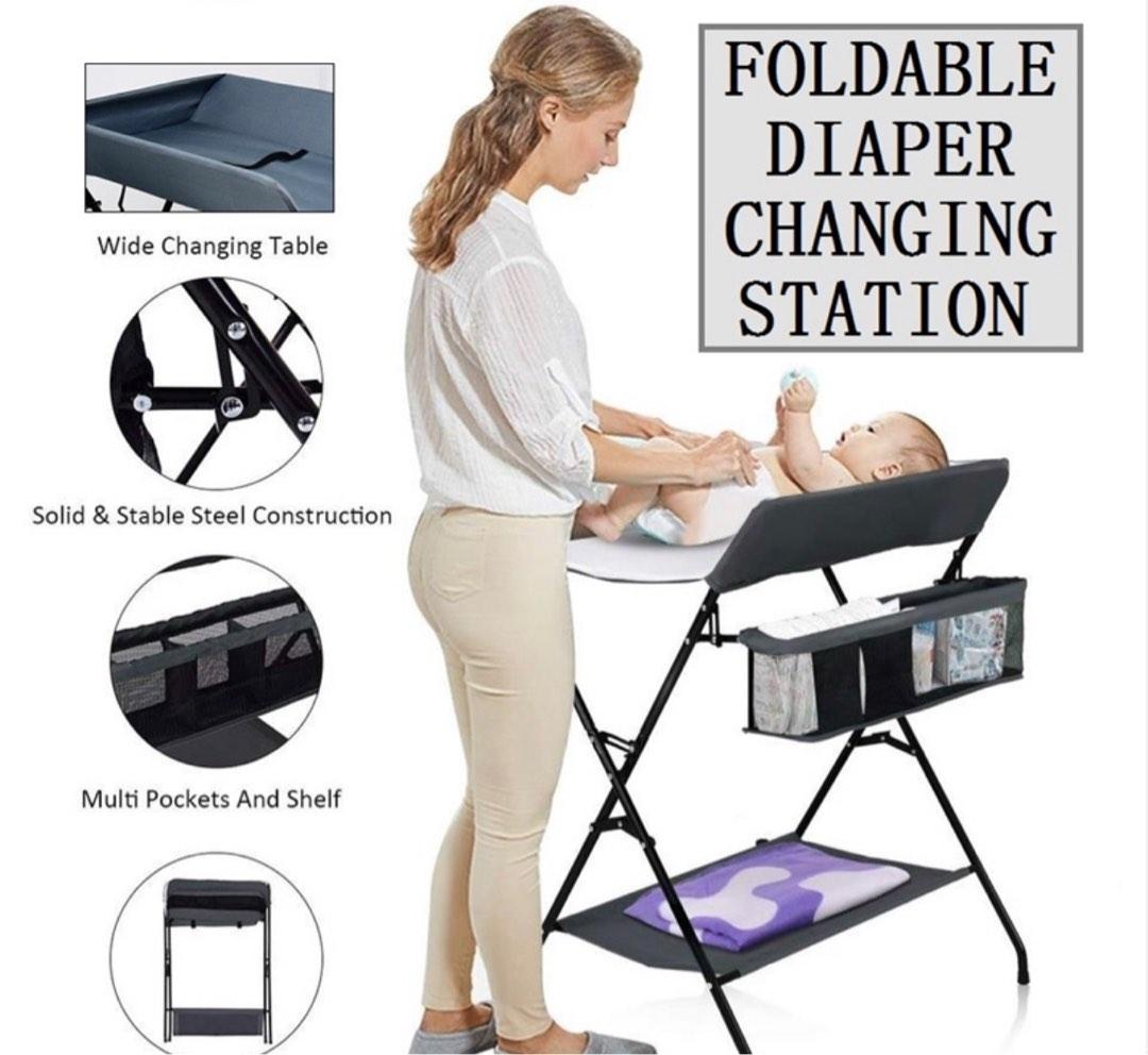 Upgraded Foldable Diaper Changing Table with Wheels, Babies & Kids ...
