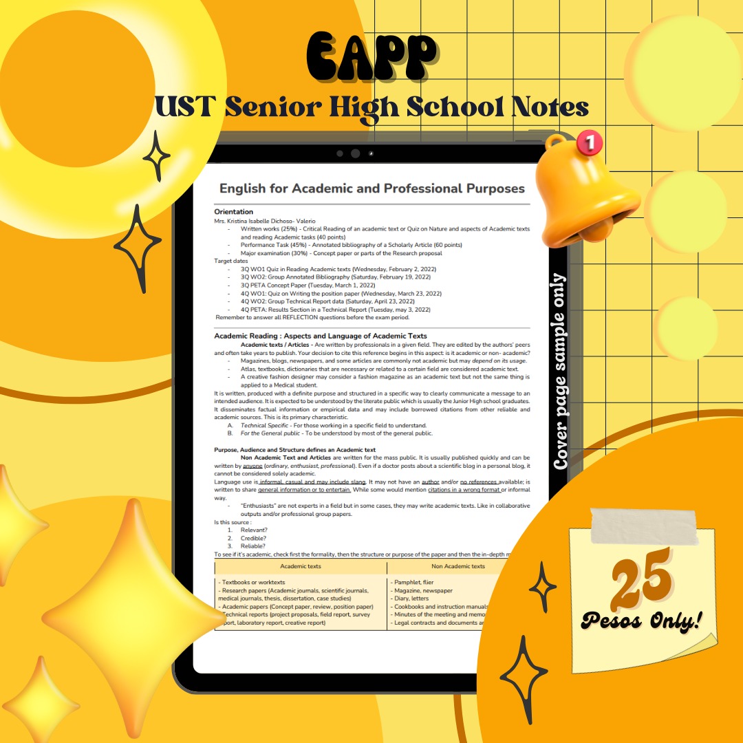 UST SHS NOTES [EAPP for Grade 12] - With Tips, Sample Questions and ...