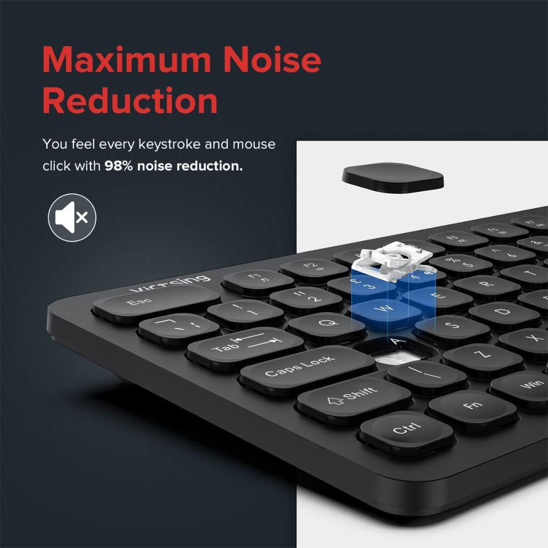 Victsing Wireless Keyboard and Mouse Combo, 2.4G Ultra Slim Keyboard ...