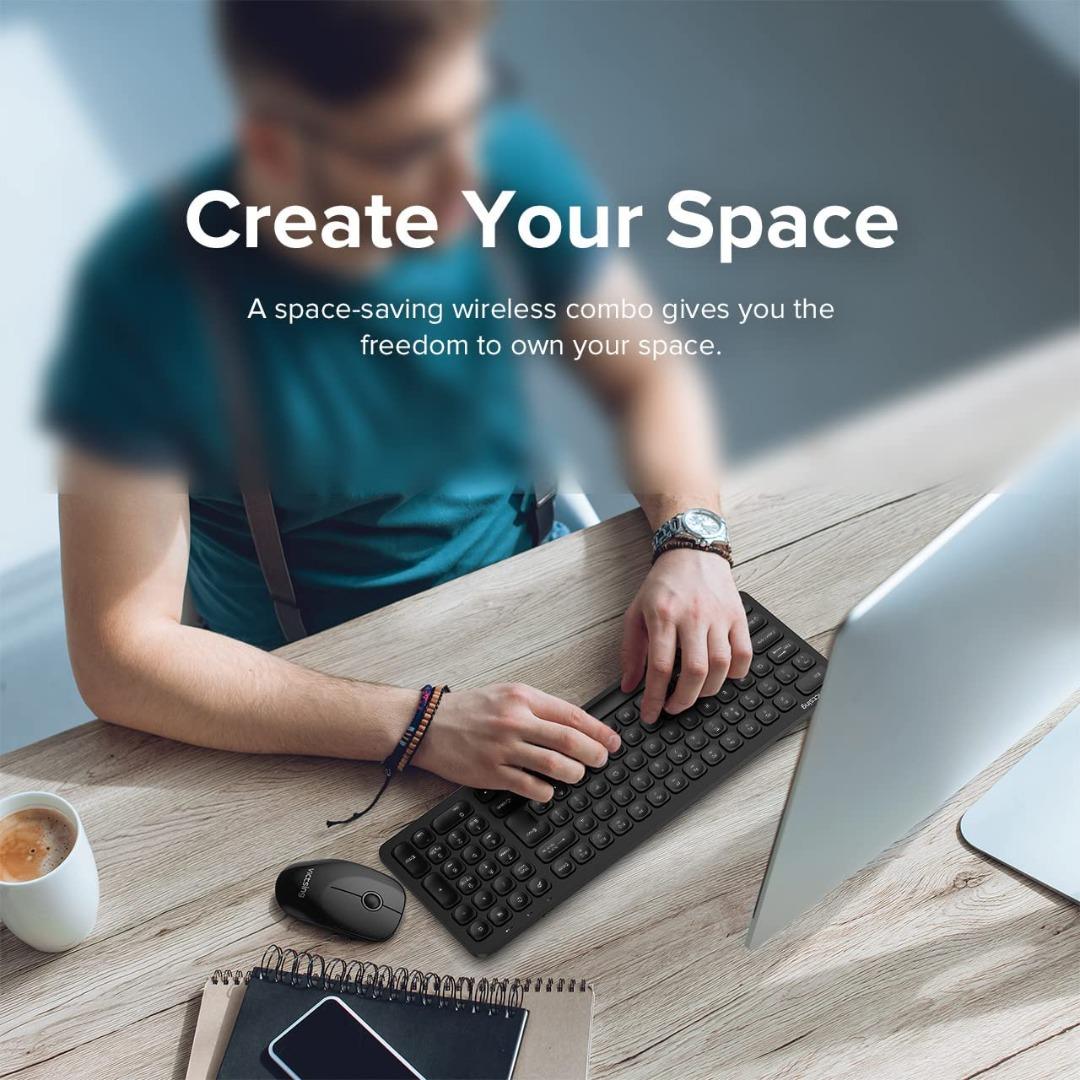 Victsing Wireless Keyboard and Mouse Combo, 2.4G Ultra Slim Keyboard ...