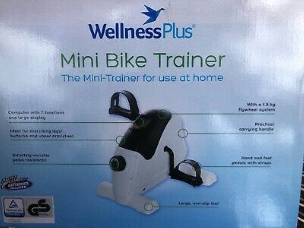 WELLNESS PLUS Mini Bike Trainer Portable Exercise Bike White ...