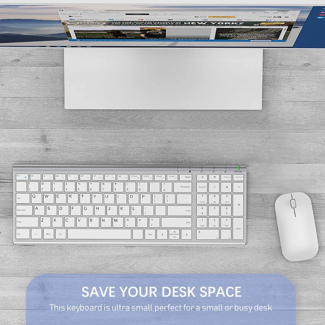 Wireless Keyboard Mouse, Seenda Ultra Thin Small Rechargeable Keyboard ...
