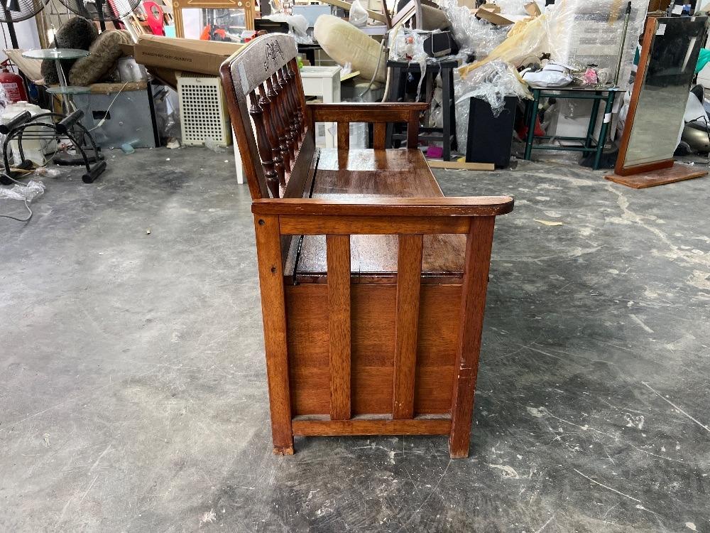 Wooden 2 Seater Chair with Storage Compartment / Kerusi Kayu 2 Tempat ...