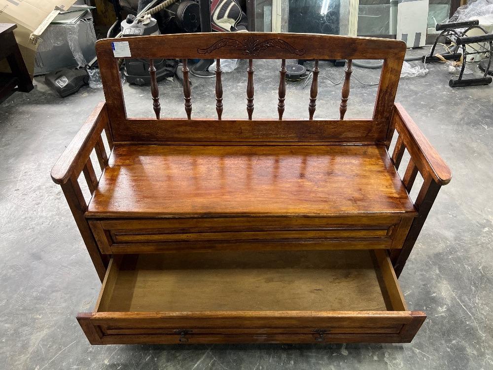 Wooden 2 Seater Chair with Storage Compartment / Kerusi Kayu 2 Tempat ...