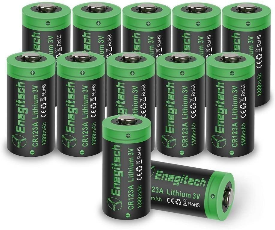 X4134 Lithium Batteries CR123A, Enegitech 12 Pack 3V 1300mAh Non ...