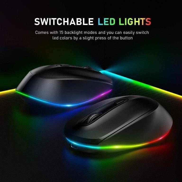 X7104 Led Wireless Mouse for Laptop,seenda Rechargeable Computer USB ...