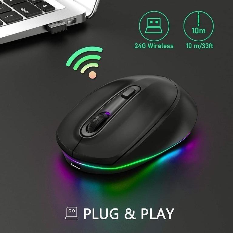 X7104 Led Wireless Mouse for Laptop,seenda Rechargeable Computer USB ...