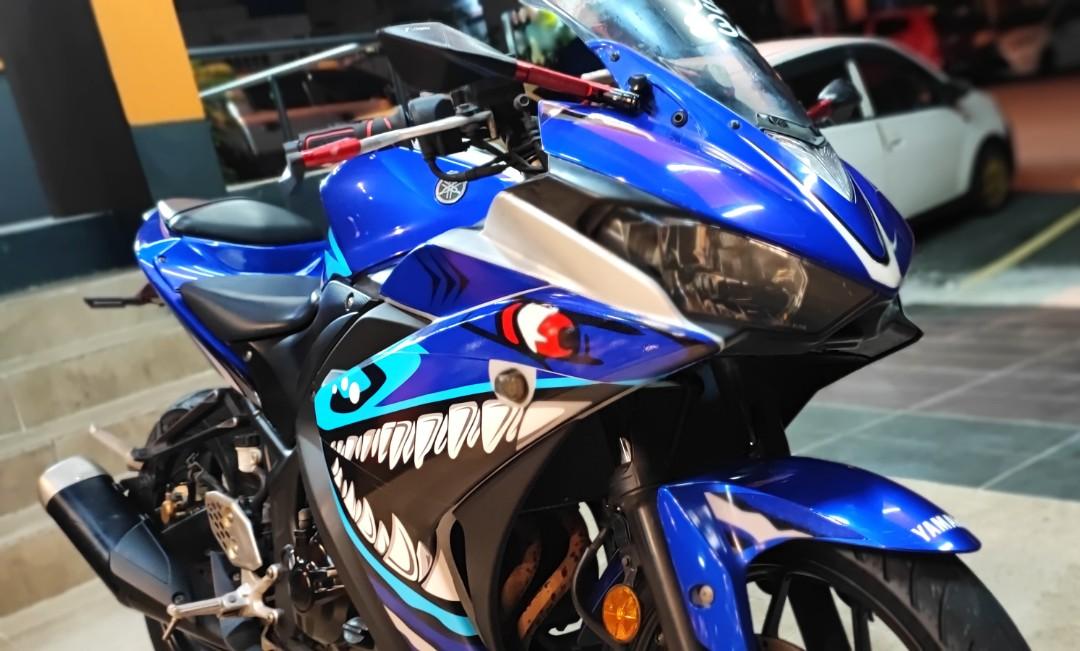 Yamaha R25 v1 Blue Shark design, Motorbikes on Carousell
