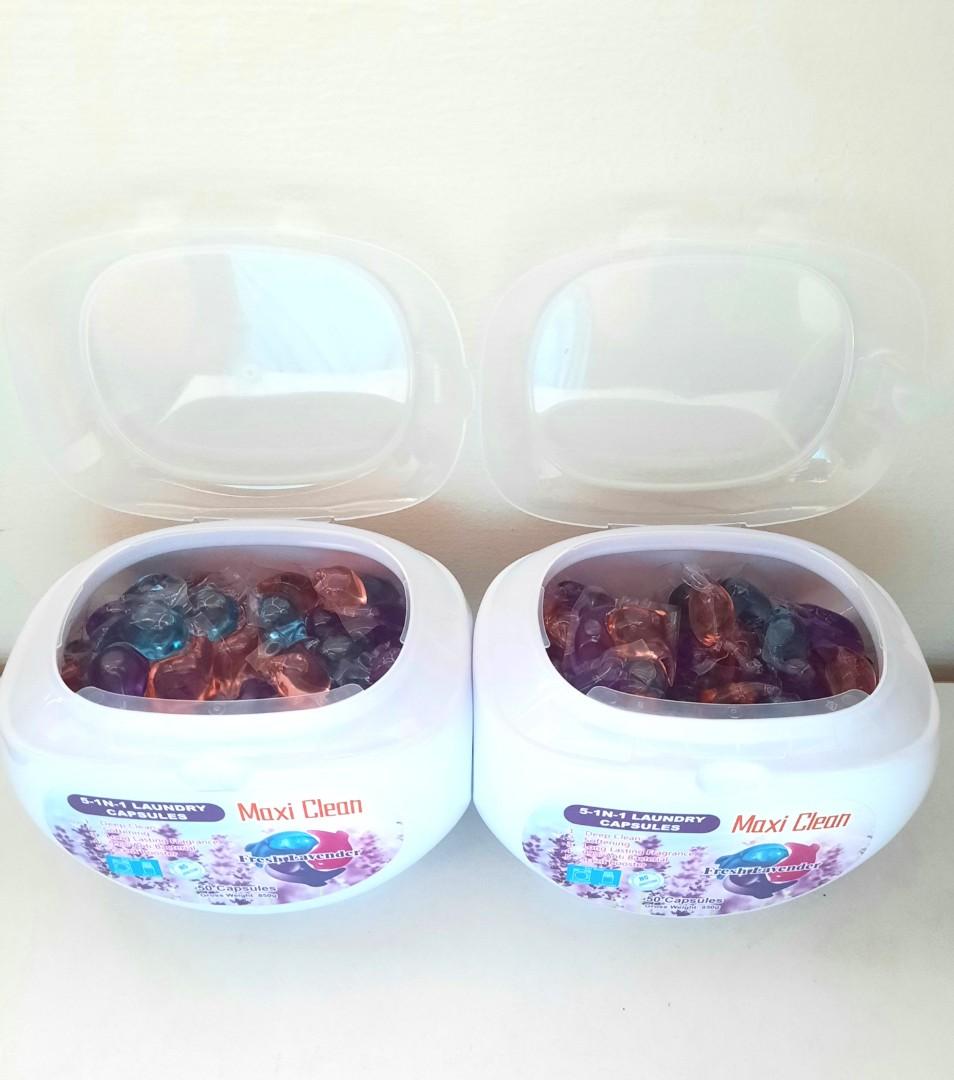 2 Tubs Maxi Clean 5 in 1 Fresh Lavender Laundry Capsules 50 pods/New ...