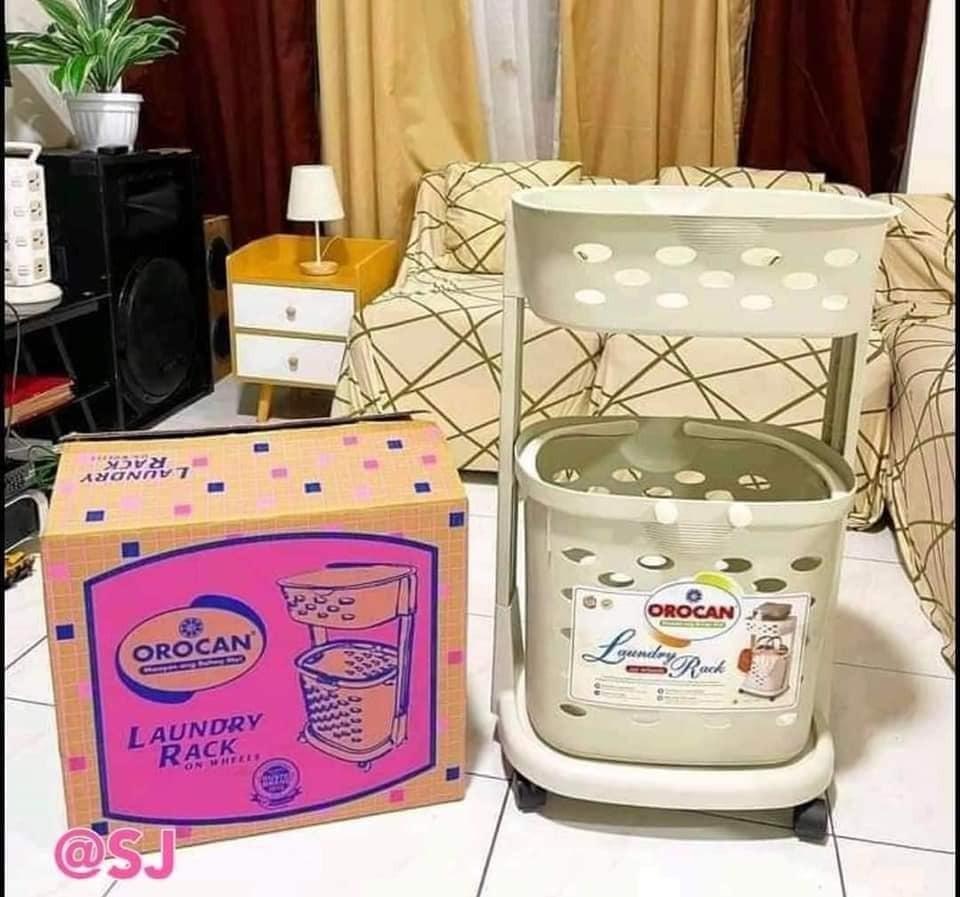 2LAYERED OROCAN LAUNDRY BASKET W/ WHEELS, Furniture & Home Living ...
