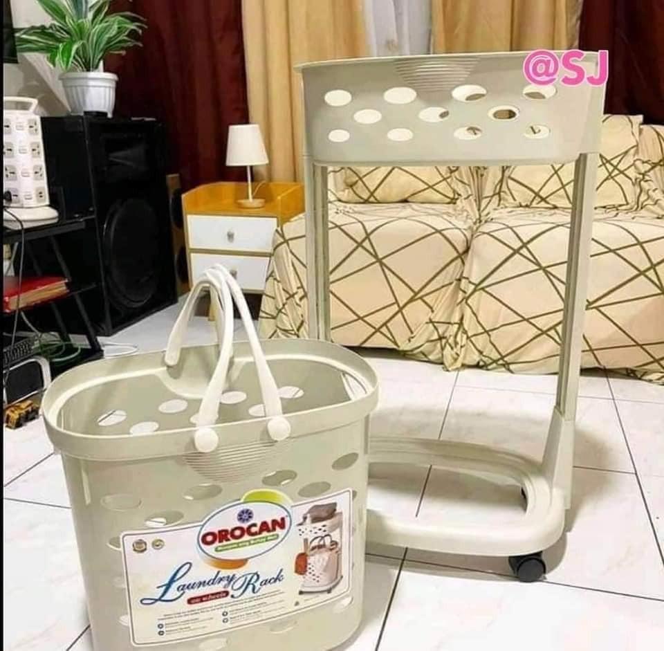 2LAYERED OROCAN LAUNDRY BASKET W/ WHEELS, Furniture & Home Living ...