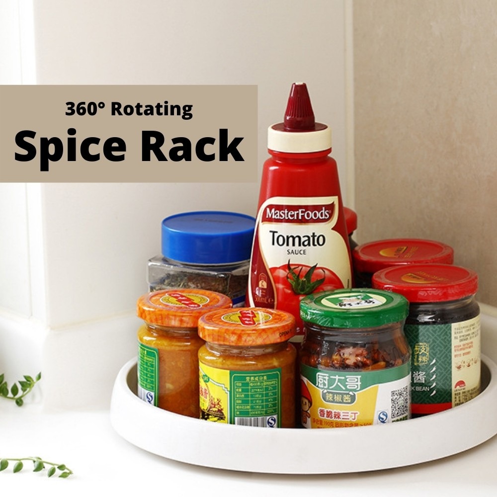 360 Degree Rotating Spice Rack/Spice Tray Turntable Non-Skid Kitchen ...