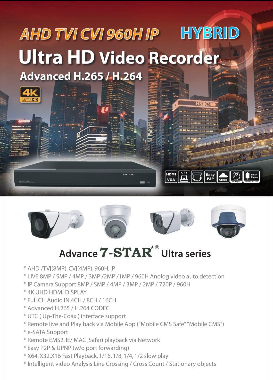 7-STAR* 4K KOREA 8CH/16CH DVR XVR Ultra Series H.265/H.264 DVR/NVR/XVR ...