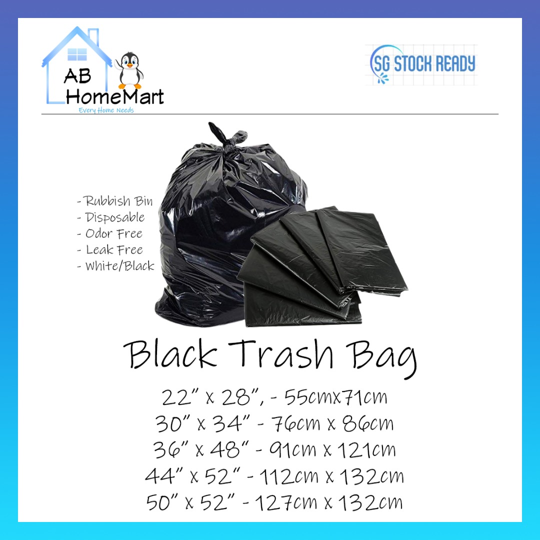 💯 [SG STOCK] - BLACK/WHITE/TRANSPARENT Trash Bag | Rubbish Bag ...