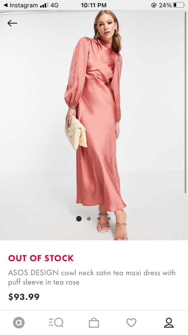 ASOS satin maxi dress in rose, Women's Fashion, Dresses & Sets, Evening ...