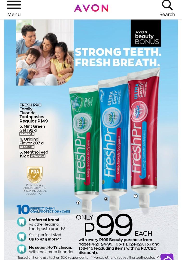 Avon Fresh Pro Toothpaste, Beauty & Personal Care, Oral Care on Carousell