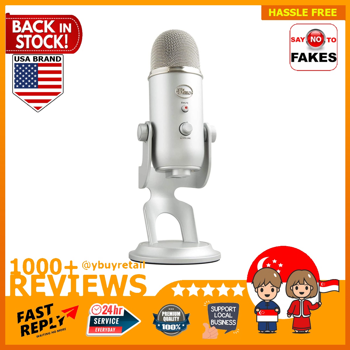 Blue Mic USB Recording & Streaming on PC and Mac, Headphone Output and ...