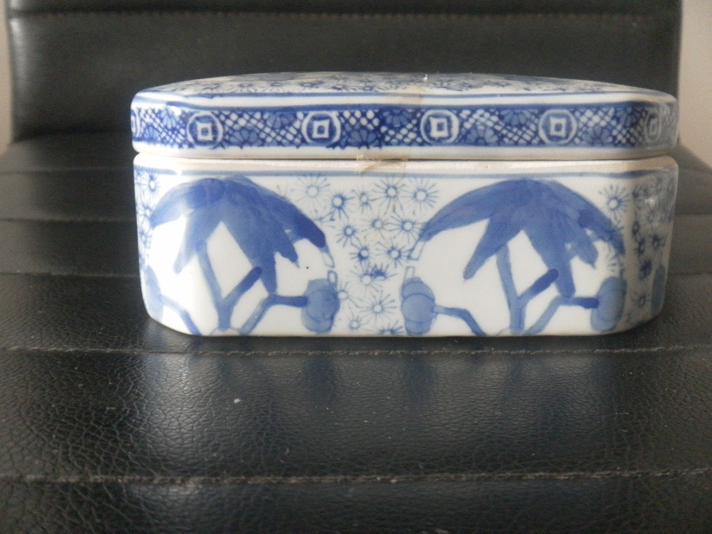 Blue/White Ceramic Container, Furniture & Home Living, Home Decor ...