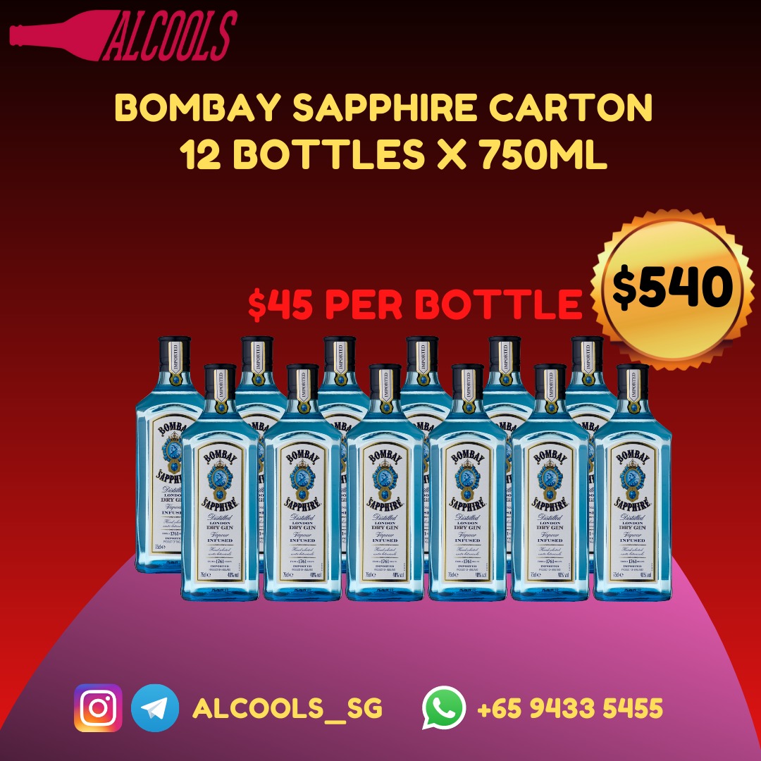 [Carton] Bombay Sapphire x 12 bottles / 750ml / Same Day Alcohol ...