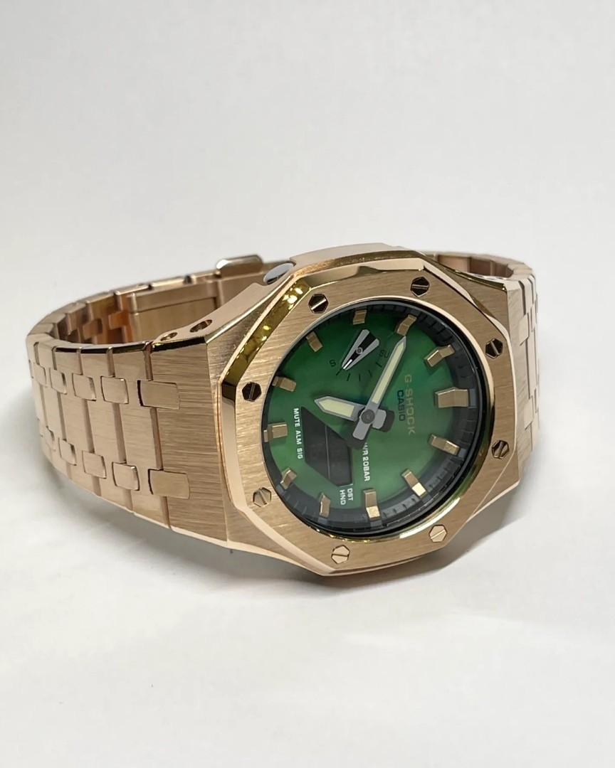 Casioak GA-2100 aka hulk with rose gold index in rose gold metal ...