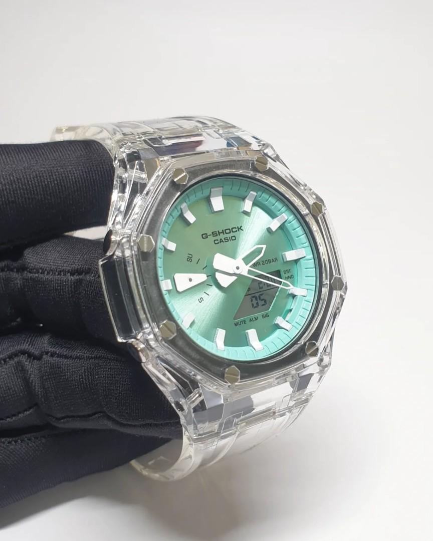 Casioak GA-2100 tiffany series in clear bezel and strap, Men's Fashion ...