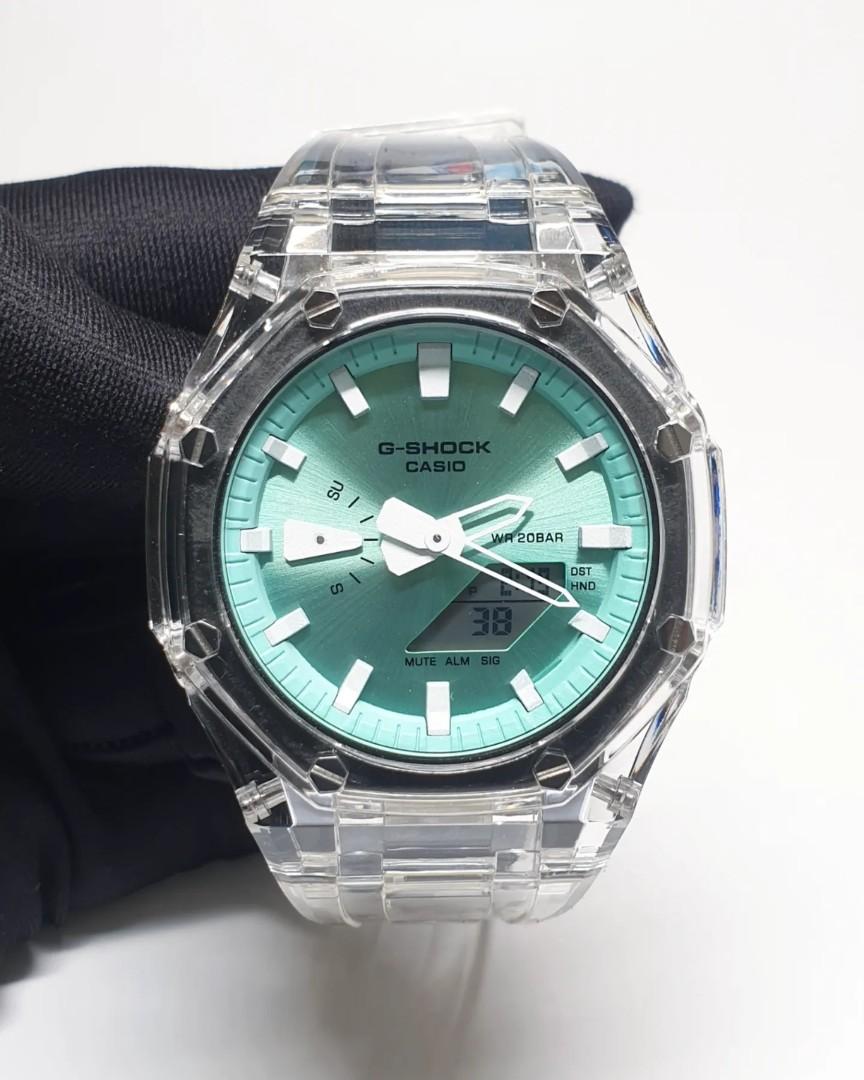 Casioak GA-2100 tiffany series in clear bezel and strap, Men's Fashion ...