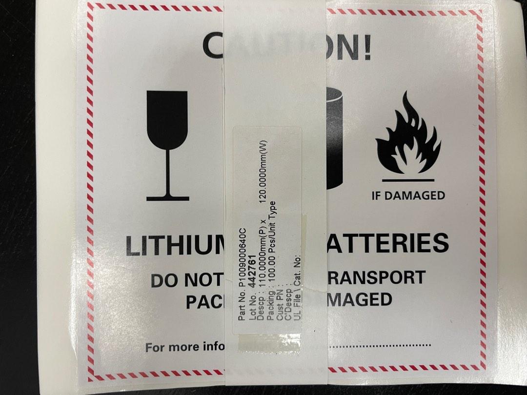 Caution! Lithium-Ion-Batteries stickers, Hobbies & Toys, Stationery ...