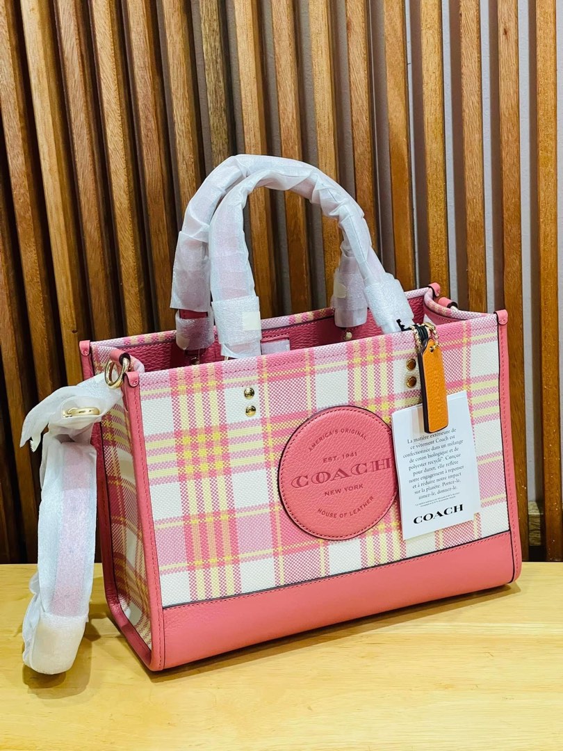 Coach Dempsey Medium Carryall Garden Plaid Pink Print, Women's Fashion ...