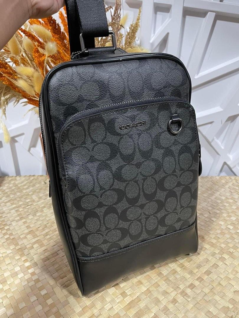 Coach Graham Pack in Black Signature Canvas, Men's Fashion, Bags, Sling ...