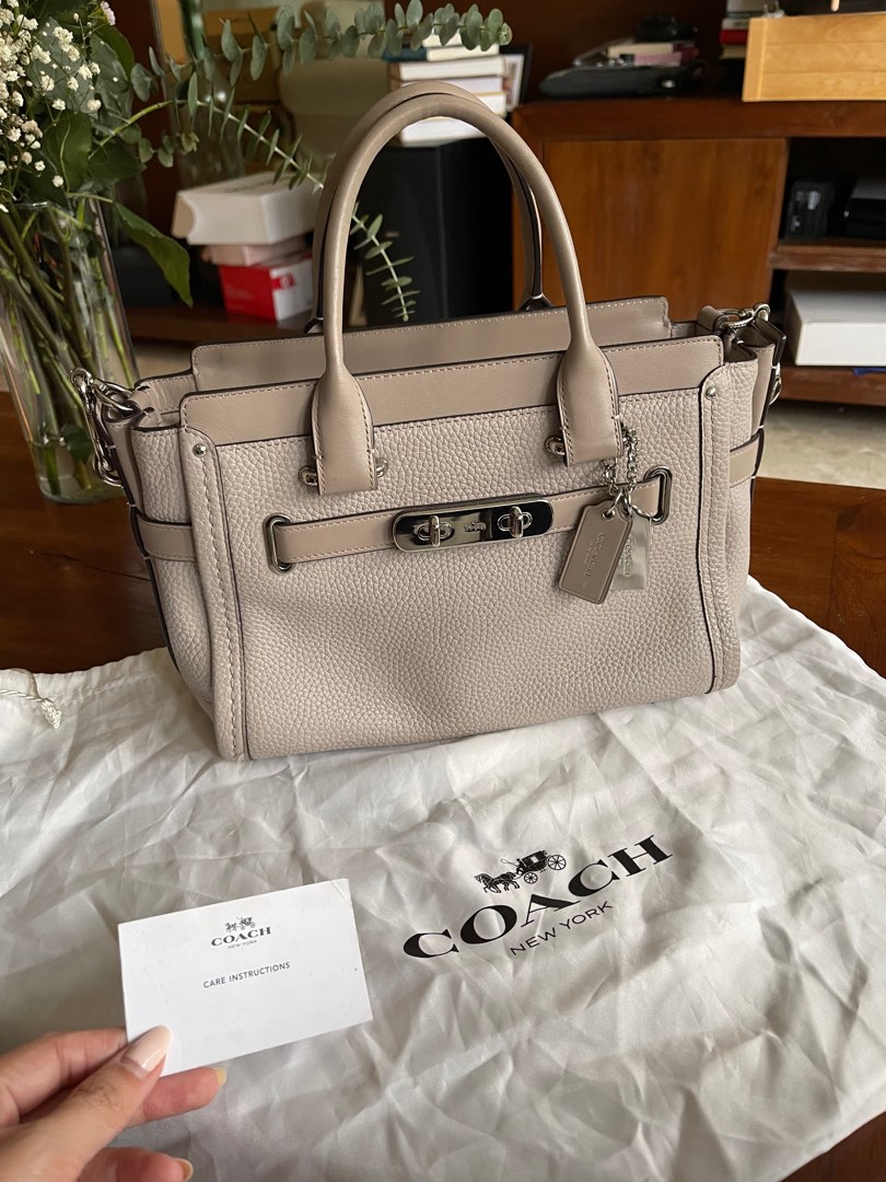 Coach Swagger 27 Cross Body Bag Beige, Luxury, Bags & Wallets on Carousell