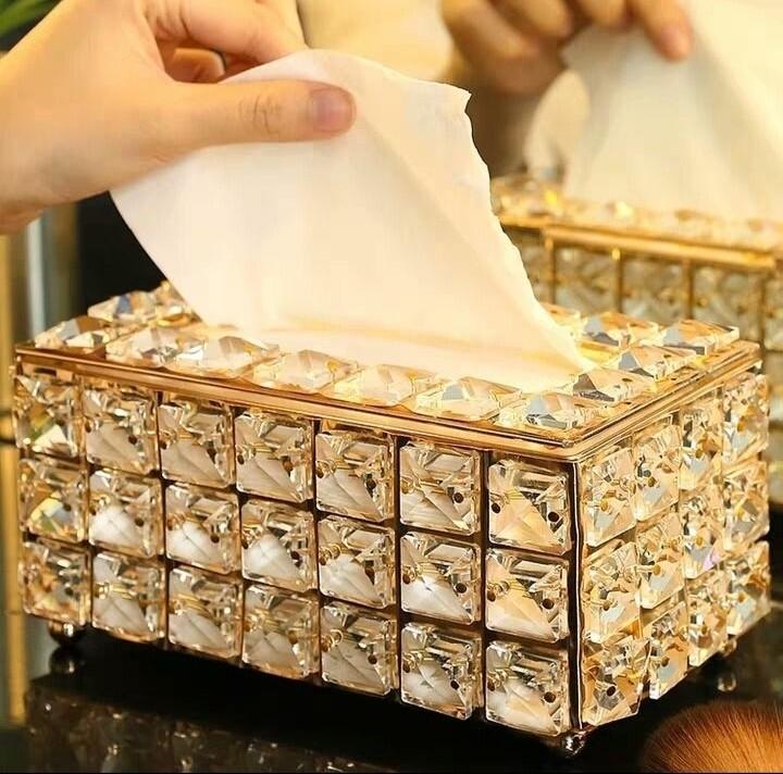 Crystal Tissue Box (Rose Gold), Furniture & Home Living, Home Decor ...