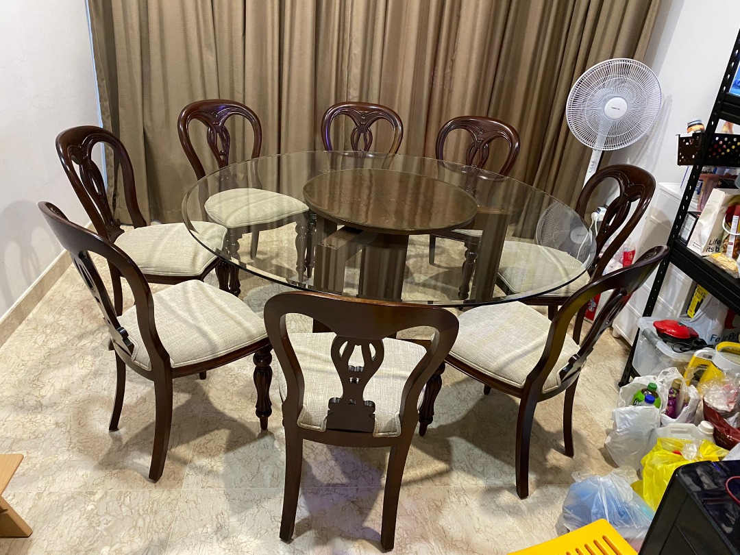 Custom Made Dining Table Set with Chairs and turn table, Furniture ...