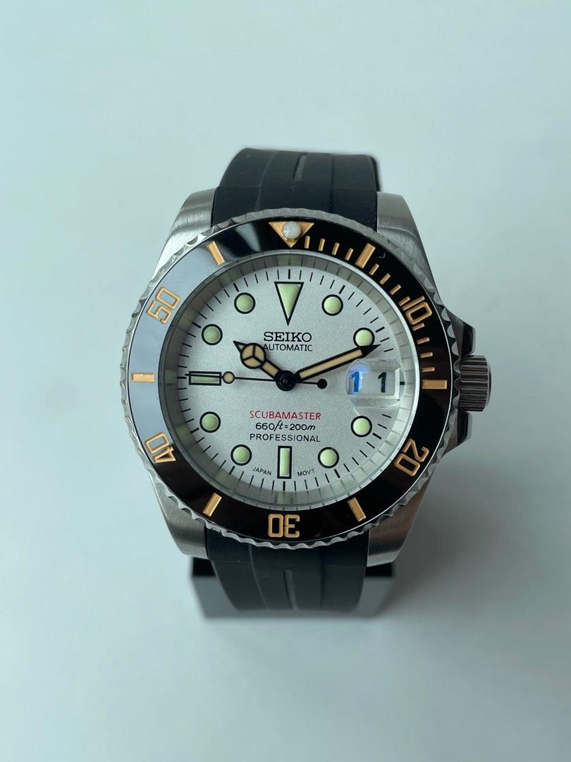 Custom Seiko Mod Vintage Style White, Men's Fashion, Watches ...