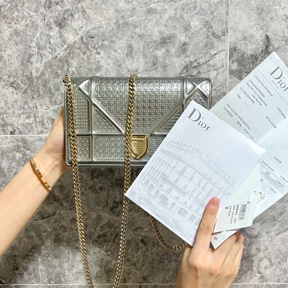 Dior Diorama Wallet On Chain WOC Silver, Luxury, Bags & Wallets on ...