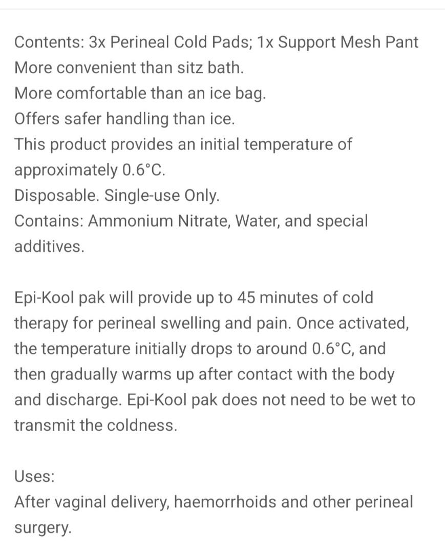 Epi-kool perineal cold pads, Beauty & Personal Care, Sanitary Hygiene ...