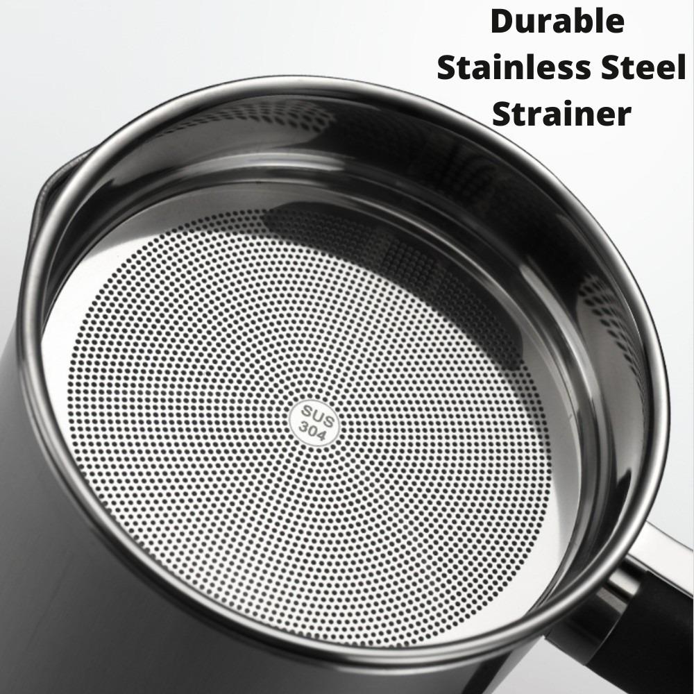 Frying Oil Pot Can with Strainer Bacon Grease Container with Fine Mesh ...