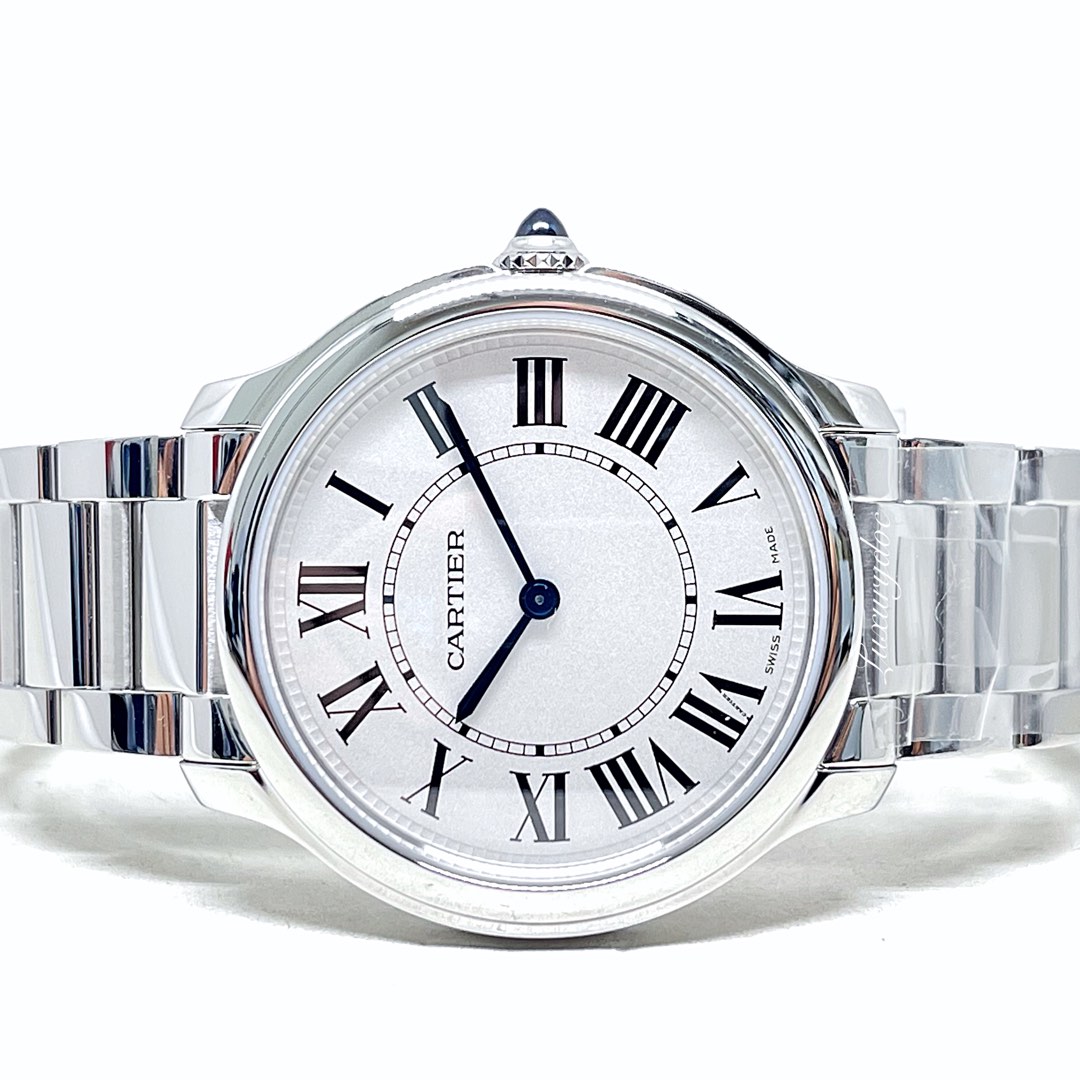 FS.BNIB CARTIER RONDE MUST DE CARTIER ROMAN DIAL ON STEEL BRACELET 36MM ...