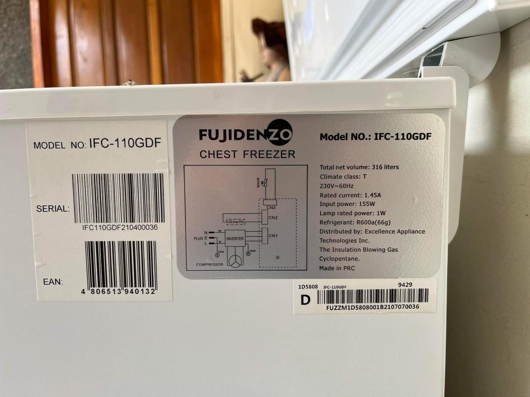 Fujidenzo freezer 11 cu., TV & Home Appliances, Kitchen Appliances ...